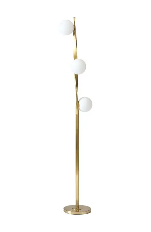 BRIGHTECH Nola 60" Dimmable Led Twisted Modern Floor Lamp With Glazed Glass Globes - Antique Brass