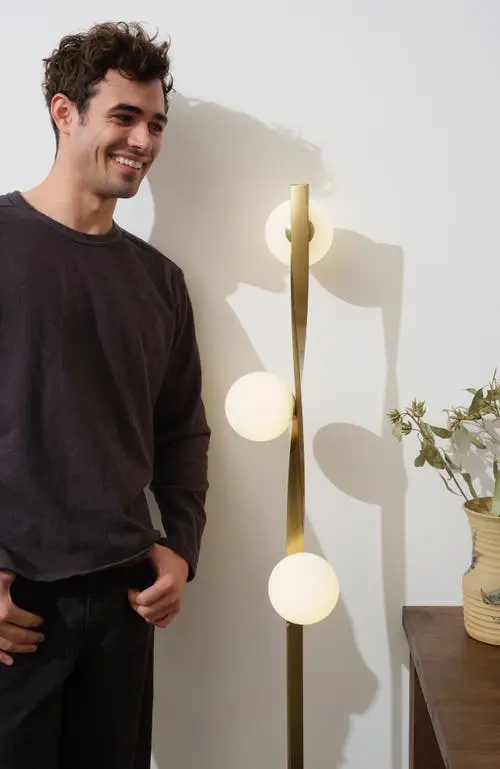 BRIGHTECH Nola 60" Dimmable Led Twisted Modern Floor Lamp With Glazed Glass Globes