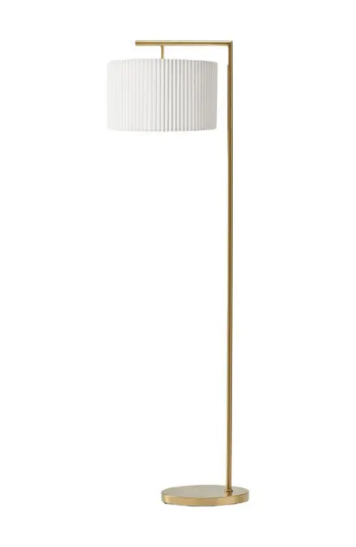 BRIGHTECH Montage Modern 60" Led Smart Home Compatible Floor Lamp With Pleated Lamp Shade - Antique Brass