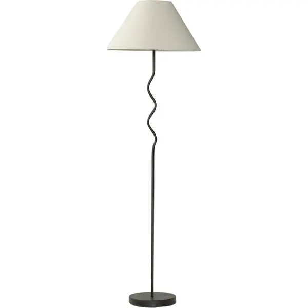 BRIGHTECH Squiggle 62" Led Modern Wavy Floor Lamp With Fabric Shade - Classic Black