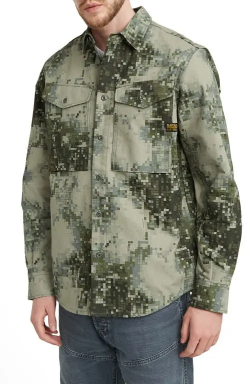 G-star Raw Cargo Pocket Cotton Button-up Overshirt - Digi Camo