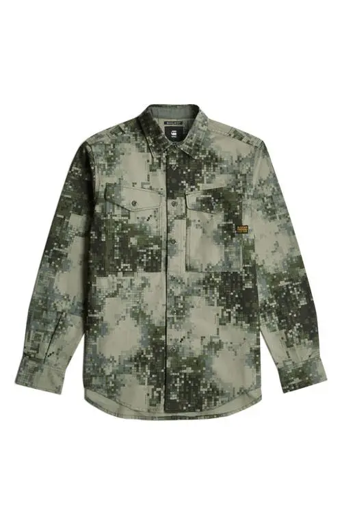 G-star Raw Cargo Pocket Cotton Button-up Overshirt - Digi Camo