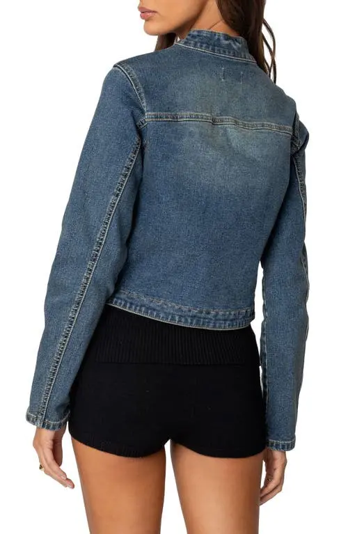 EDIKTED Double Buckle Denim Jacket