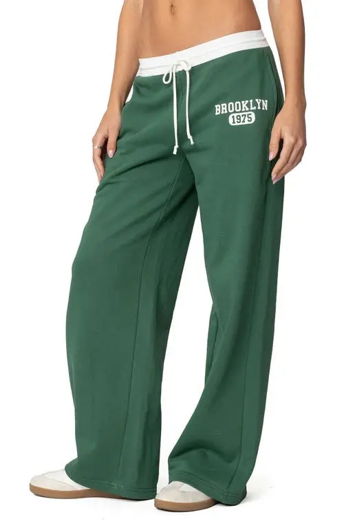 EDIKTED Brookie Wide Leg Cotton Sweatpants - Green