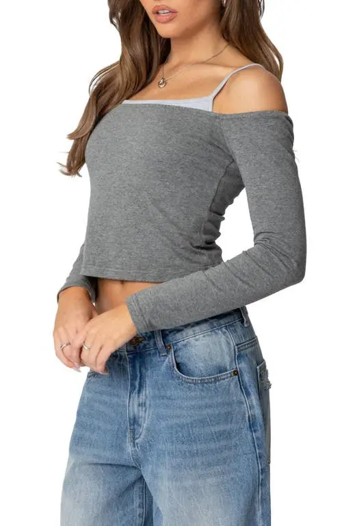 EDIKTED Layered Cold Shoulder Crop Top
