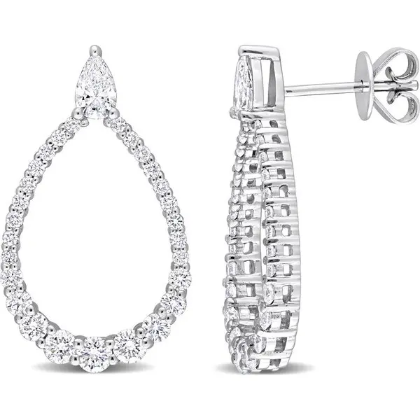 JULIANNA B. 14k Lab-grown Diamond Teardrop Dangle Earrings - White Gold