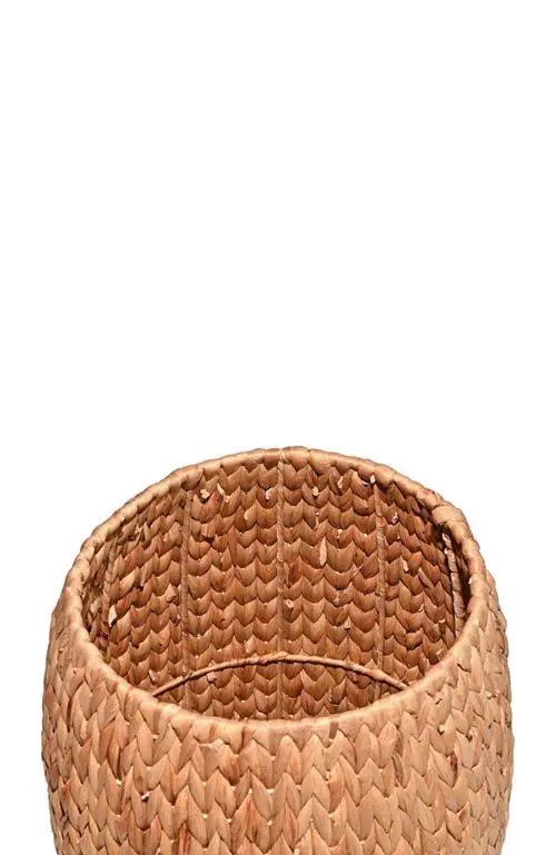 HAPPIMESS Colt Coastal Bohemian Handwoven Hyacinth Barrel Storage Stool With Lid