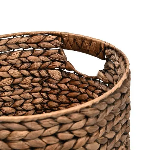 HAPPIMESS Avery Bohemian Cottage Handwoven Hyacinth Cylinder Nesting Baskets With Handles