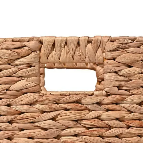 HAPPIMESS Bryce Classic Farmhouse Handwoven Hyacinth Collapsible Storage Cube Baskets With Handles