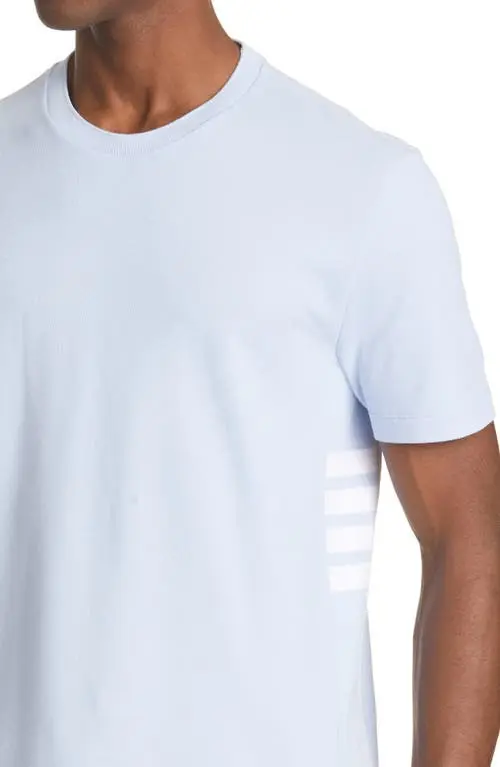 Thom Browne 4-bar Back Stripe Piqué T-shirt - Light Blue