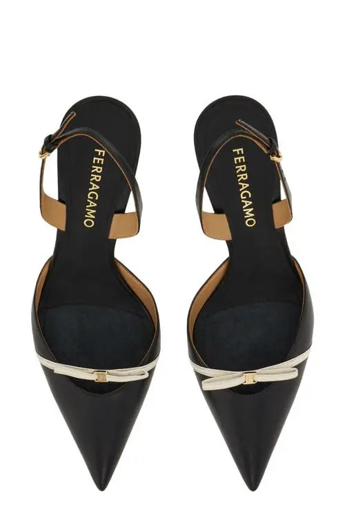 FERRAGAMO Gylla Pointed Toe Slingback Pumps - Nero
