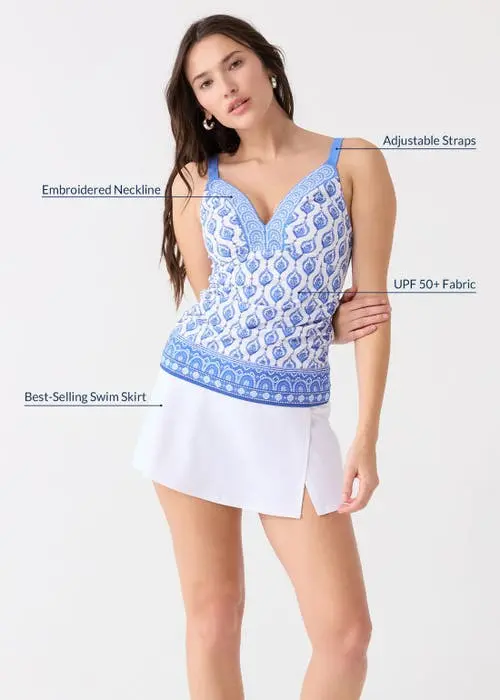 CABANA LIFE Embroidered Tankini Top - Palm Beach