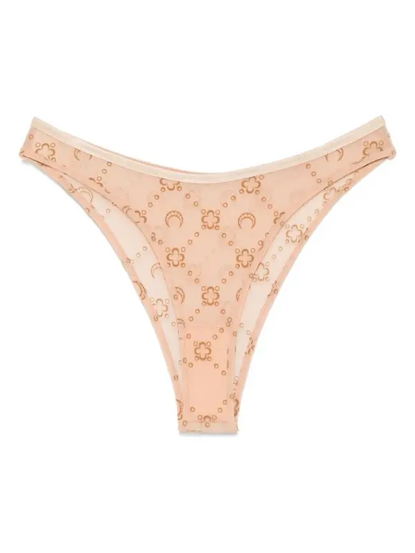 MARINE SERRE Mesh Flocked Thong - Neutrals