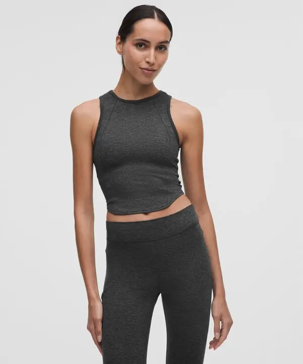 Lululemon Softy Suedey Crewneck Cropped Tank Top - Graphite Grey/graphite Grey