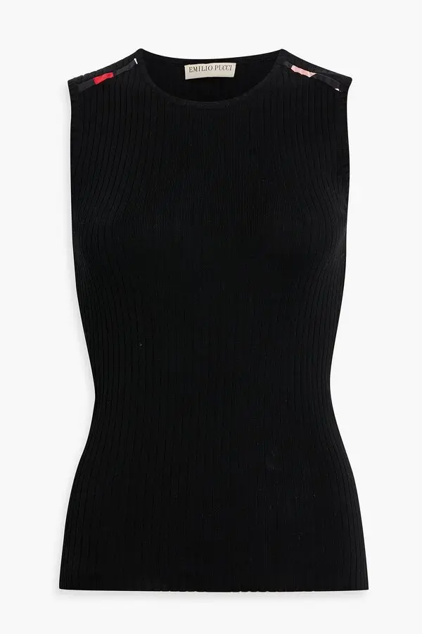 Emilio Pucci Ribbed Cotton Tank - Black