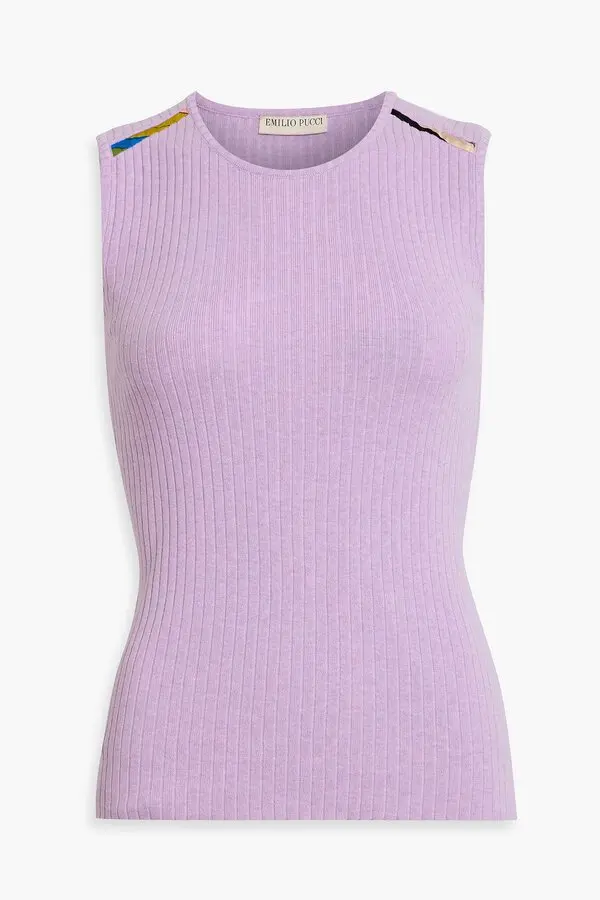 Emilio Pucci Ribbed Cotton Tank - Lilac
