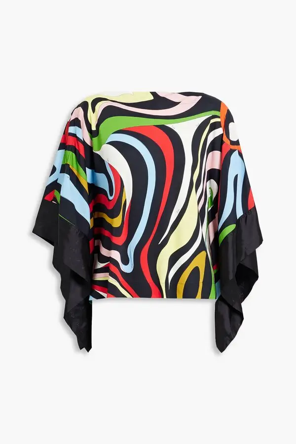 Emilio Pucci Printed Jersey And Satin-jacquard Top