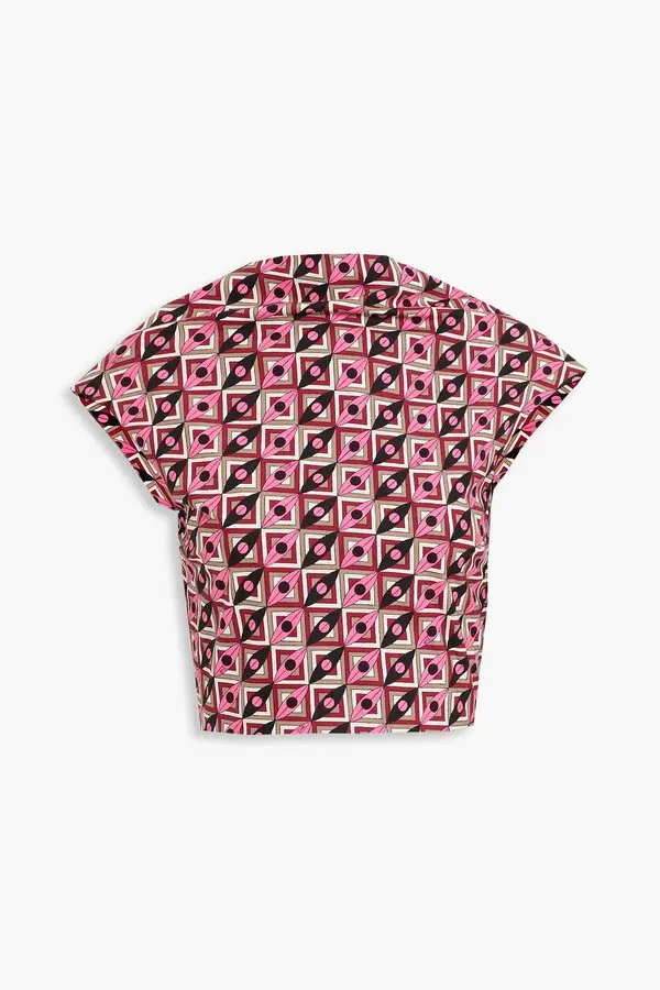 Emilio Pucci Cropped Printed Cotton-poplin Top - Pink