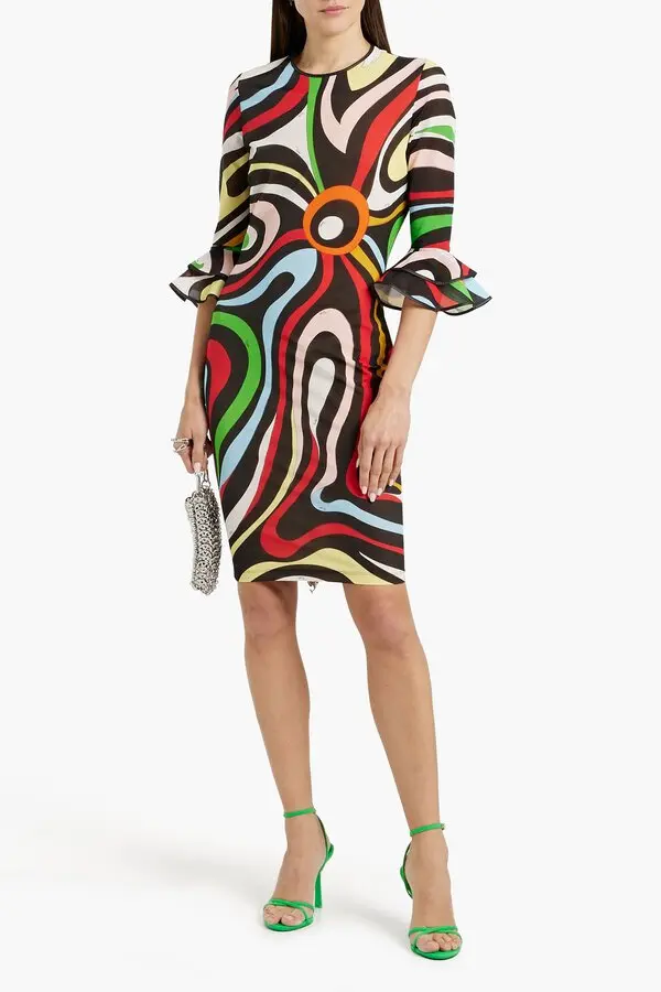 Emilio Pucci Ruffled Printed Stretch-tulle Dress