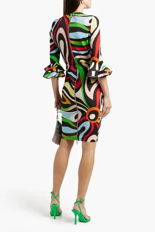 Emilio Pucci Ruffled Printed Stretch-tulle Dress