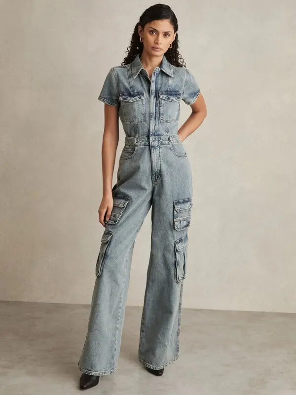 Good American Denim Cargo Jumpsuit - Indigo