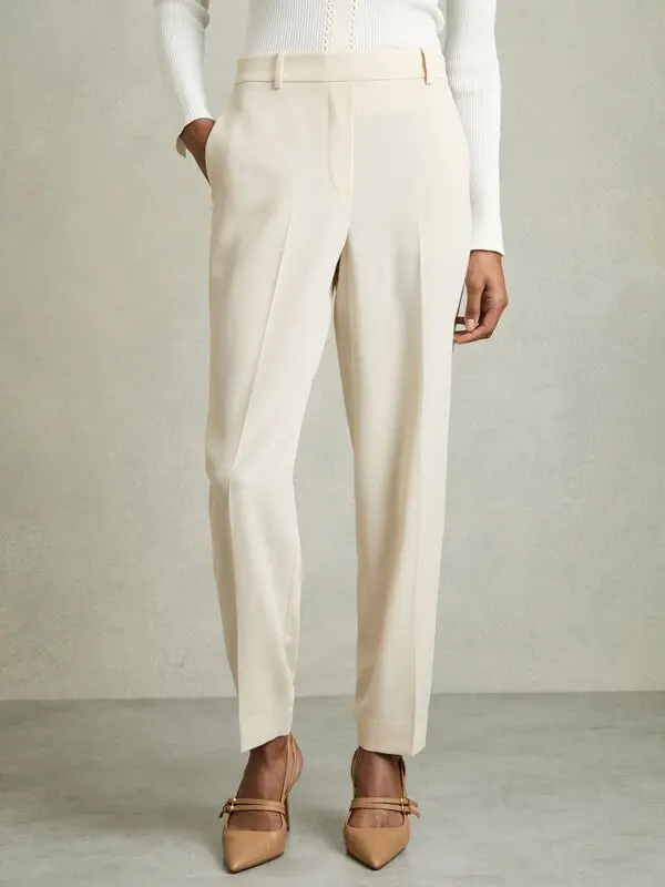 REISS Eve Tapered Trousers - Cream