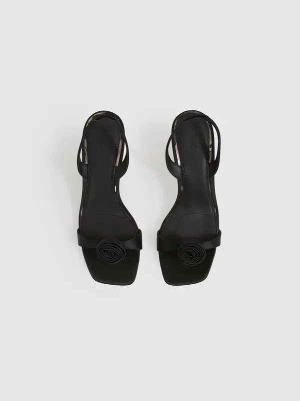 Paige Eva Rosette Satin Sandals
