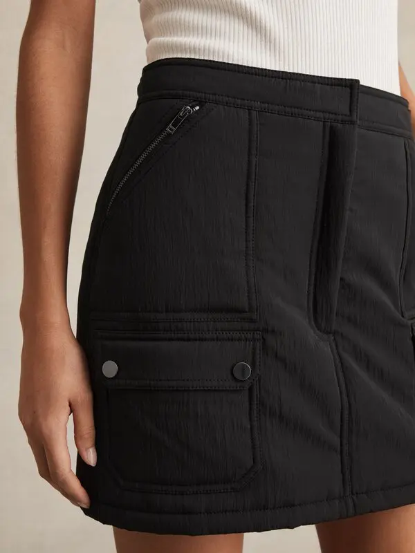 REISS Peyton Quilted Mini Skirt