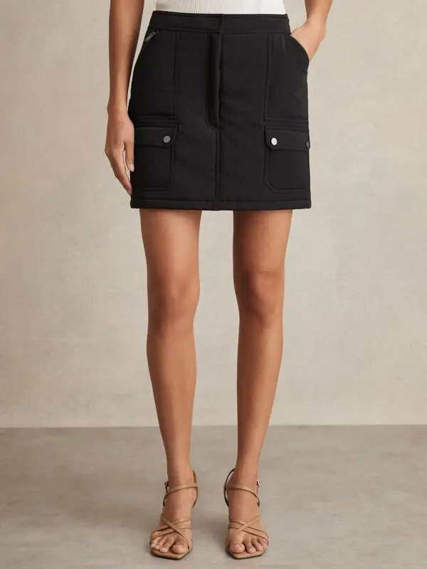 REISS Peyton Quilted Mini Skirt