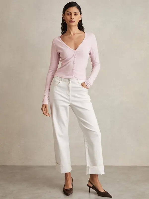 Good American Pointelle Cardigan - Pink