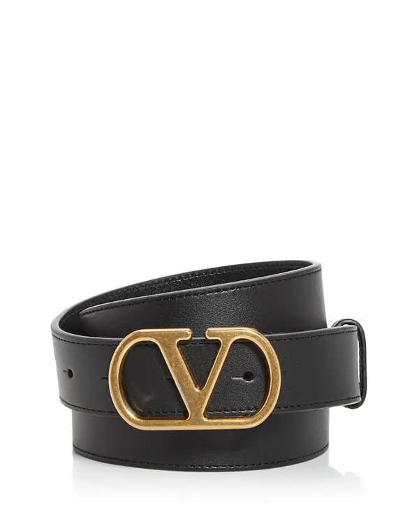 Valentino Garavani Vlogo Leather Belt - Black