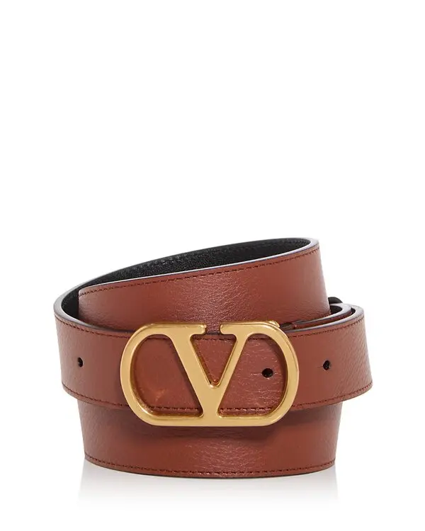 Valentino Garavani Vlogo Leather Belt - Deep Caramel