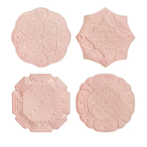 JULISKA Jardins Du Monde Dessert/salad Plate, Set Of 4 - Pink Multi