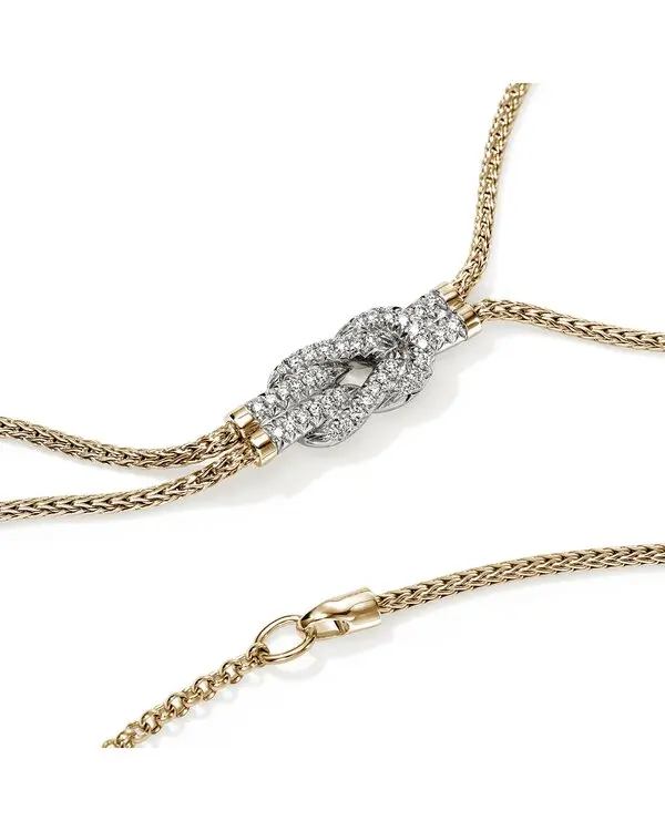 John Hardy 14k Yellow Diamond Love Knot Lariat Necklace - Gold