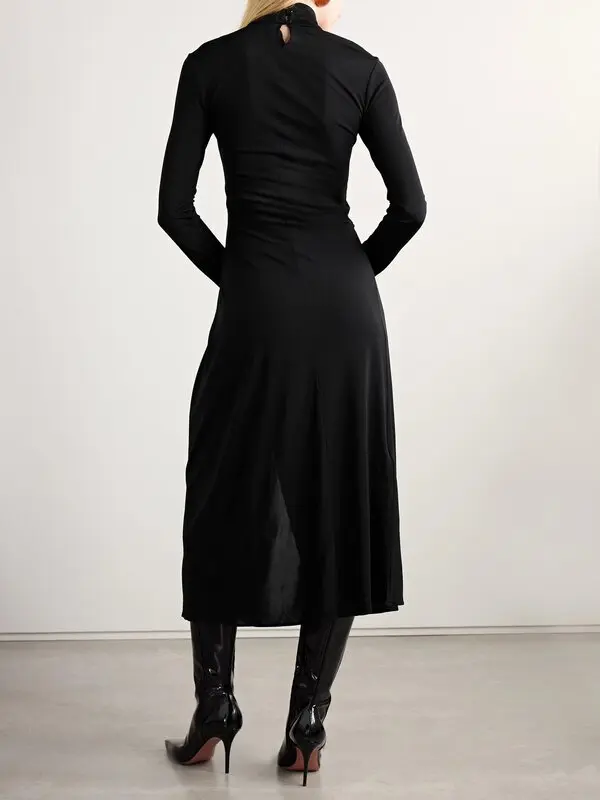 16Arlington Vento Pleated Draped Jersey Midi Dress