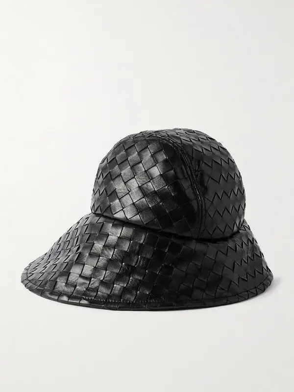 Bottega Veneta Intrecciato Leather Bucket Hat - Black
