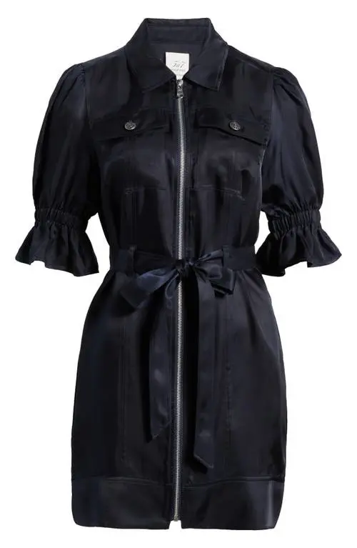 Cinq À Sept Holly Puff Sleeve Satin Dress - Navy