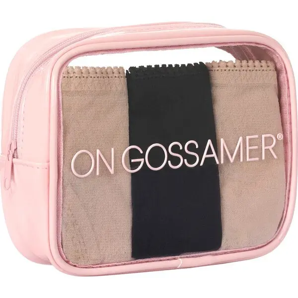 ON GOSSAMER 3-pack Sheer Mesh Bikinis - Champ/blk