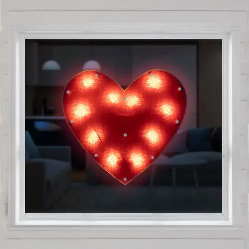 NORTHLIGHT 12" Lighted Shimmering Heart Valentine's Day Window Silhouette