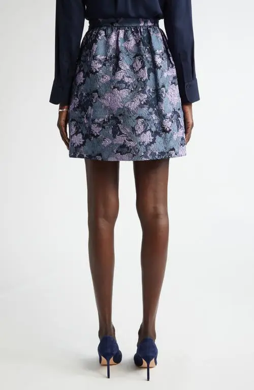St. John Floral Metallic Gaufre Miniskirt
