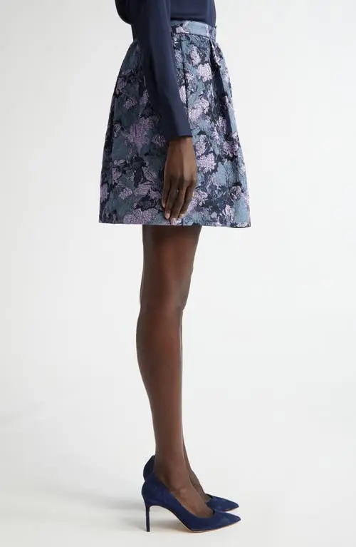 St. John Floral Metallic Gaufre Miniskirt