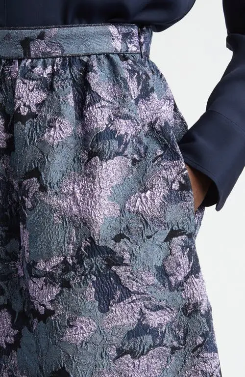 St. John Floral Metallic Gaufre Miniskirt