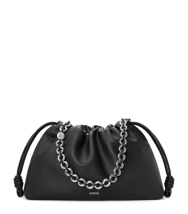 Loewe Large Leather Flamenco Shoulder Bag - Black