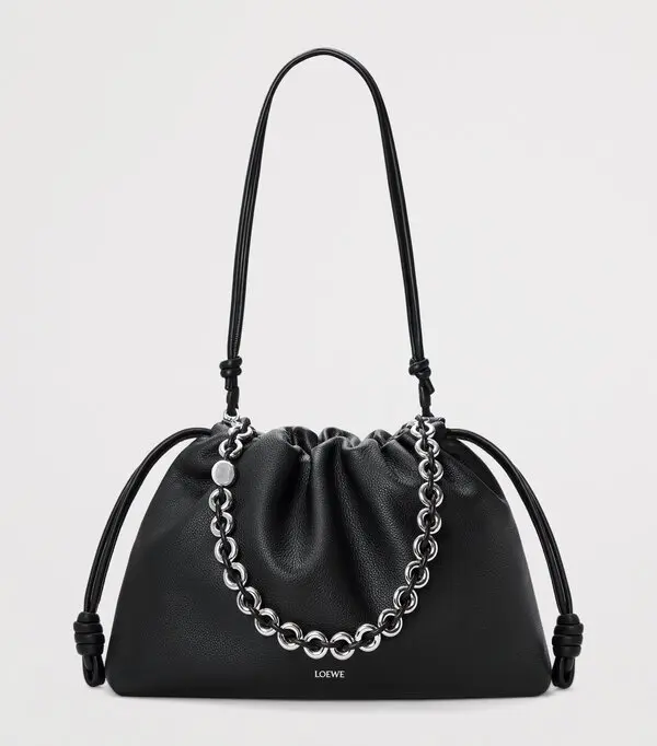 Loewe Large Leather Flamenco Shoulder Bag - Black