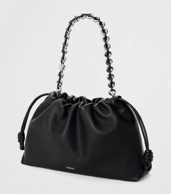 Loewe Large Leather Flamenco Shoulder Bag - Black