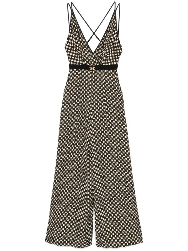 Elisabetta Franchi Georgette Diamond-print Jumpsuit - Black