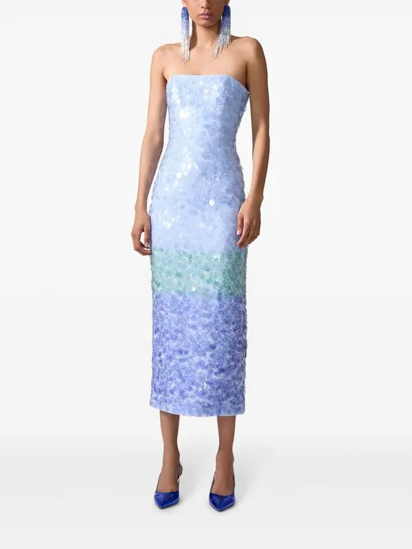 Carolina Herrera Sequinned Ombré Midi Dress - Blue