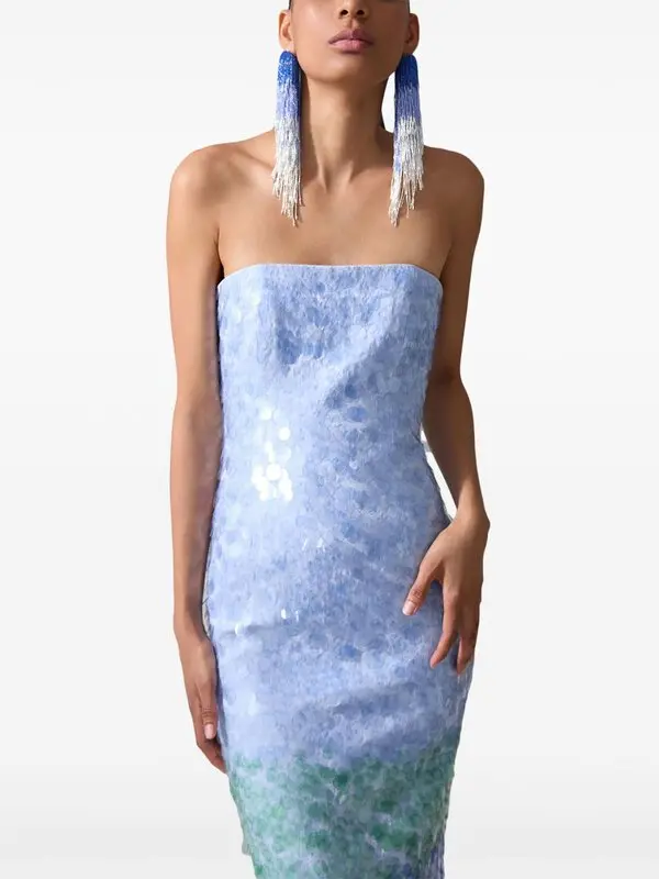 Carolina Herrera Sequinned Ombré Midi Dress - Blue