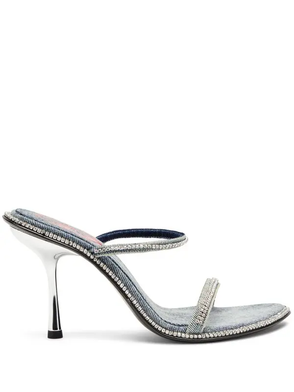 DIESEL® D-havanna Denim Mules - Silver