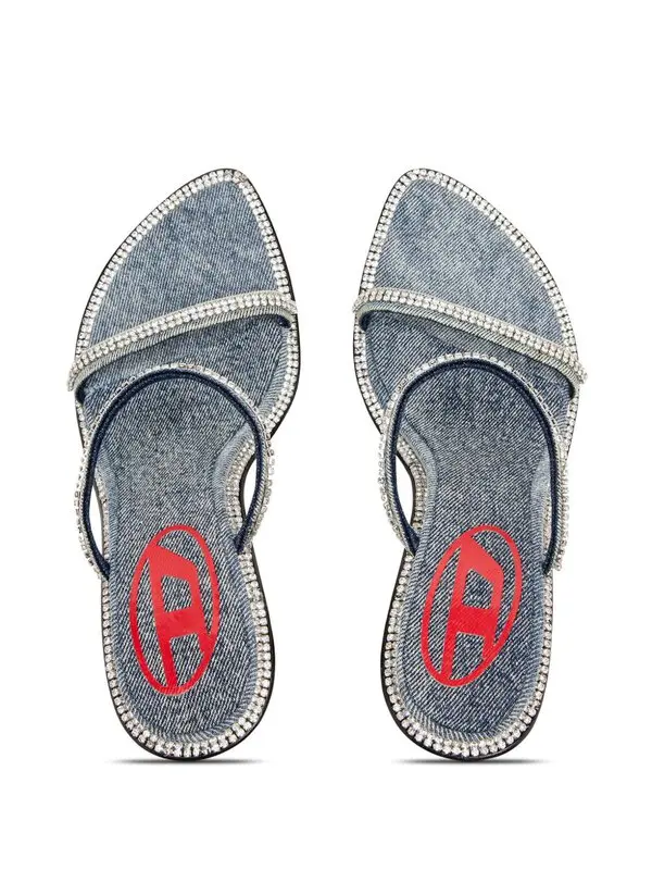 DIESEL® D-havanna Denim Mules - Silver